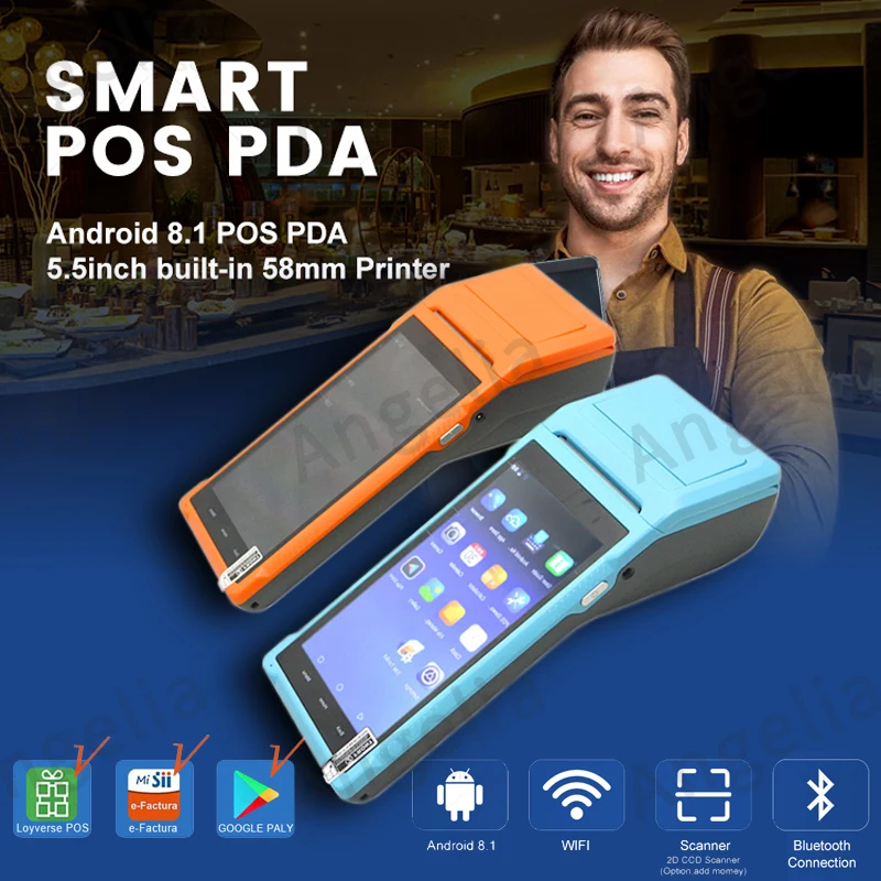 Pda Android 8.1 Pos Handheld Terminal Receipt Printer Option Data Collector Portable Barcode Qr ...