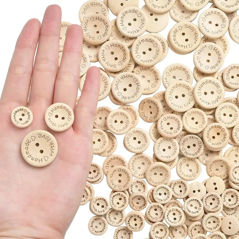 30/50Pcs Wooden Handmade Buttons 2 Holes Wooden Sewing Buttons Wood ...