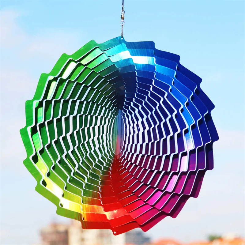 Rainbow Wind Spinner Hanging Outdoor Garden Ornaments Windchime Kinetic ...
