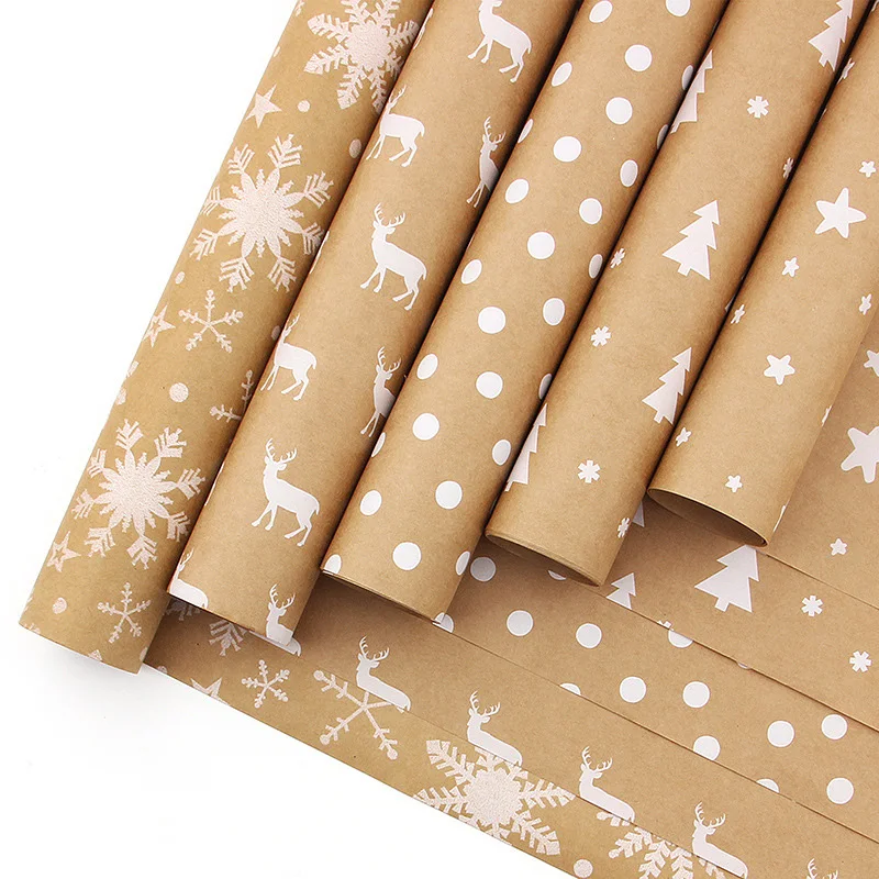 100cm Christmas Wrapping Paper Gift Packing Christmas Tree Snowflake ...