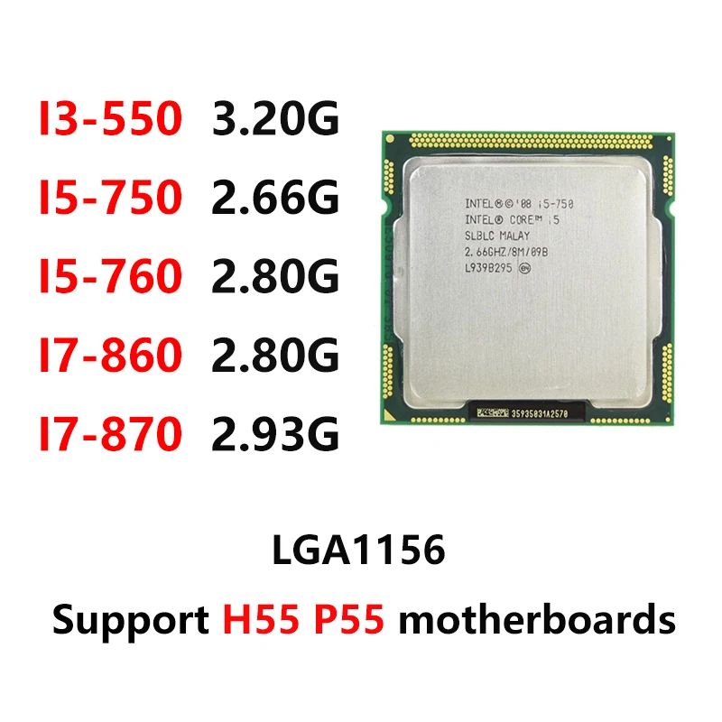 Processador Intel-core i3 550, i5 750, i5 760, i7 860, i7 870, quad-core, lga1156