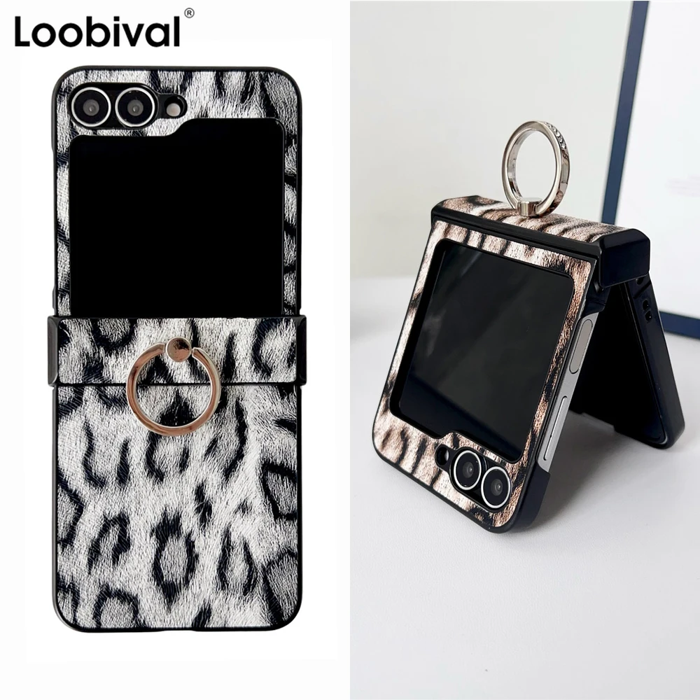 For Samsung Z Flip7 ZFlip6 Fashion Leopard Print Fold Case for Galaxy Z ...