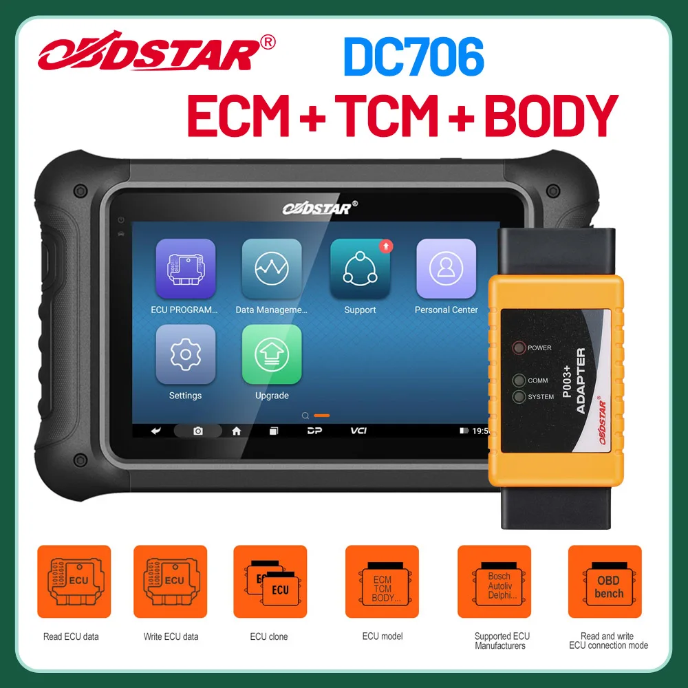 OBDSTAR DC706 ECU Tool Full Version with P003+ Adapter for Car and ...