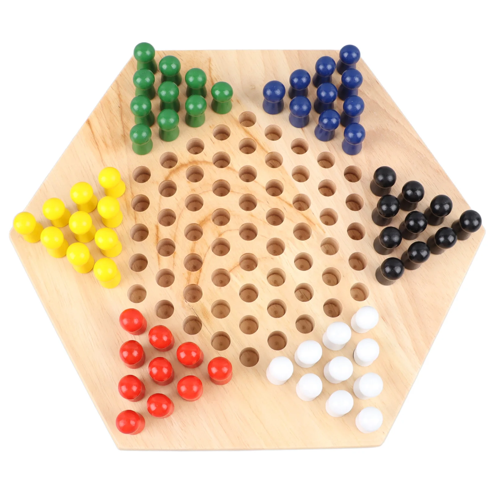 Chinese Checkers Set With Multiple Chess Pieces Wooden Board ...