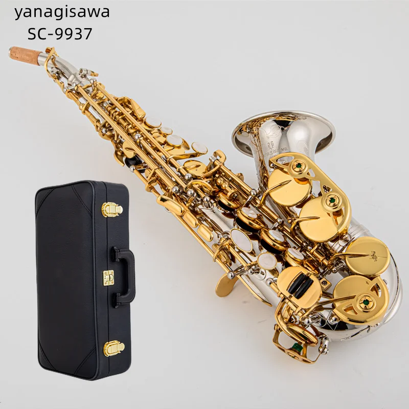 Yanagisawa SC-9937 Bb 소프라노 색소폰 실버 도금 A 골든 키 황동, 전문 목관악기 B 플랫 색소폰