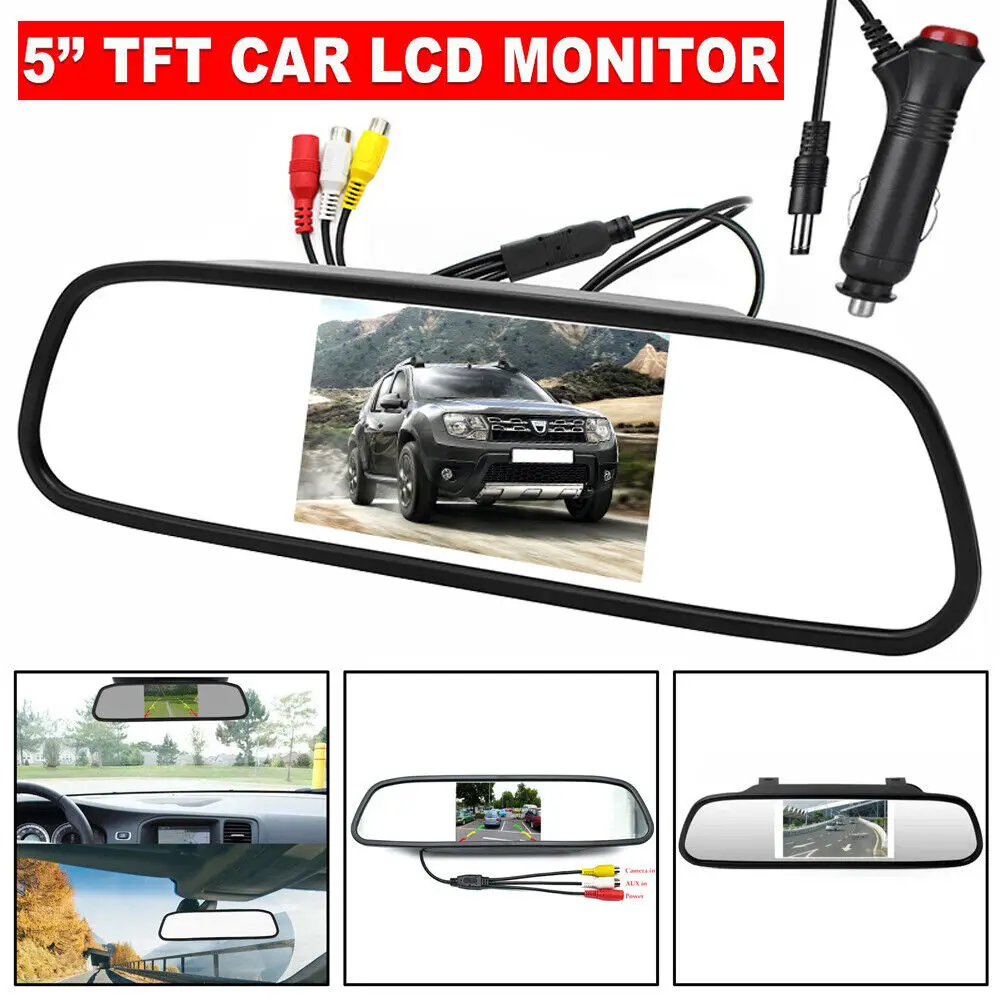 Car Rear View 5" LCD TFT Mirror Monitor Screen For Backup Camera ...