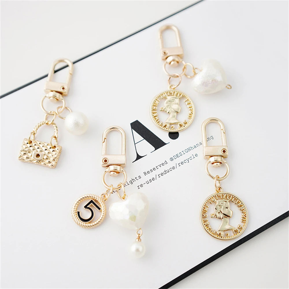 Korean-Cute-Bow-Keychain-Geometric-Square-Pearl-Flower-Keyring-Bag ...