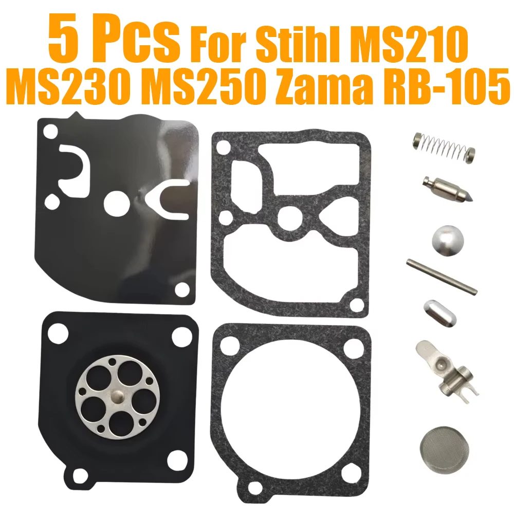 5Pack Carburetor Repair Kit For Chainsaw Zama RB-105 C1Q-S Stihl MS210 ...