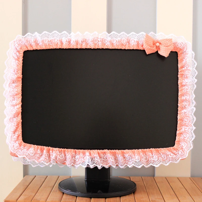 Lace Fabric Computer Frame Cover Monitor Screen Dust Cover with Elastic ...