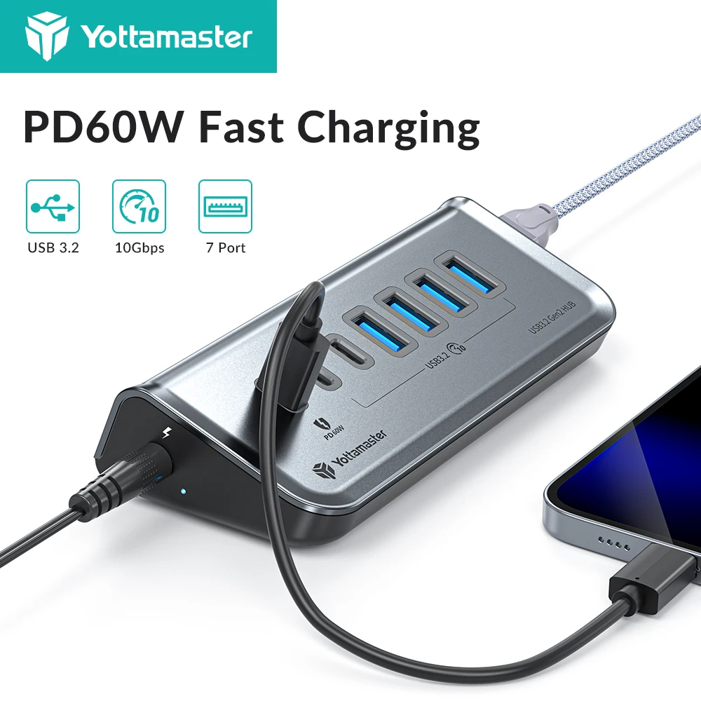 Yottamaster-USB-HUB-60W-Fast-Charging-USB-3-2-Dock-Station-10Gbps-High ...