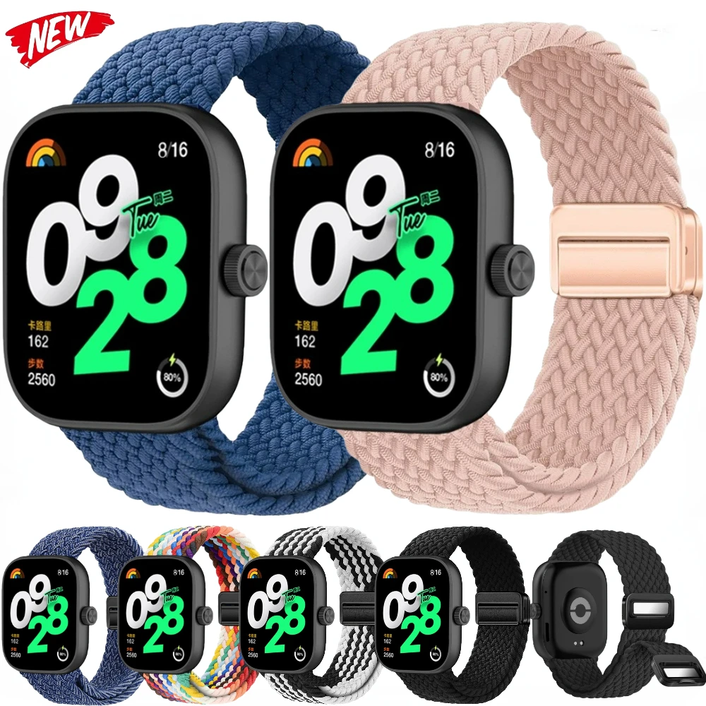 Braided-Nylon-Loop-Strap-for-Redmi-Watch-4-Magnetic-Buckle-Breathable ...