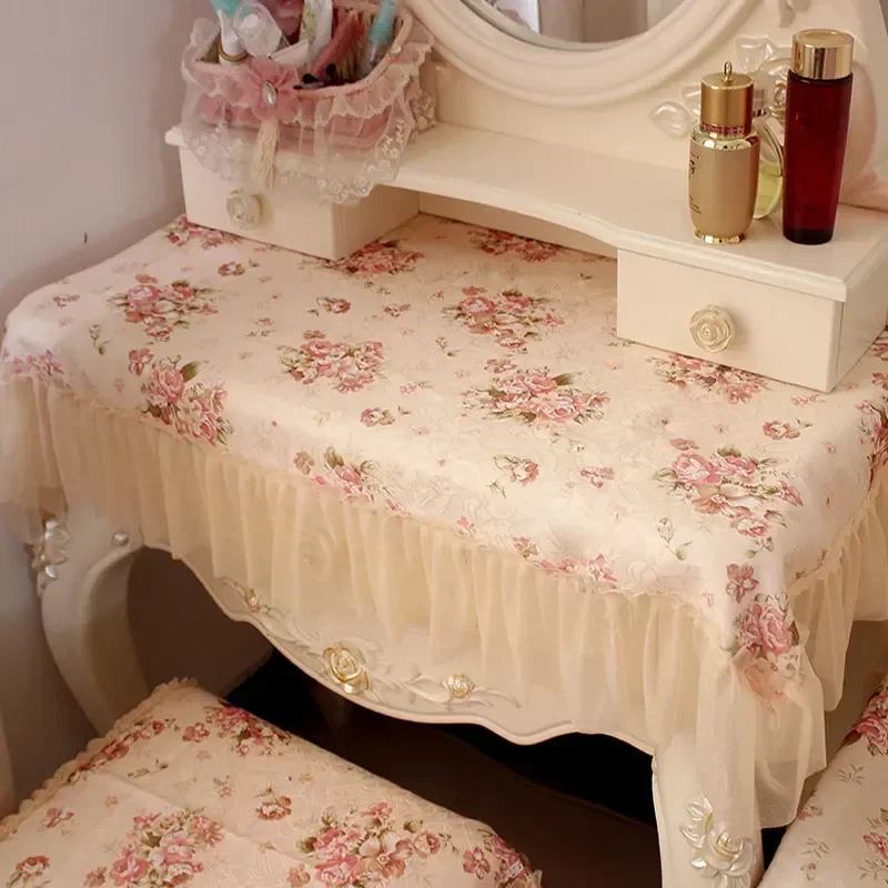 Korean-Bedside-Jacquard-Tablecloth-Lace-Mesh-Princess-Bedroom-Decor ...