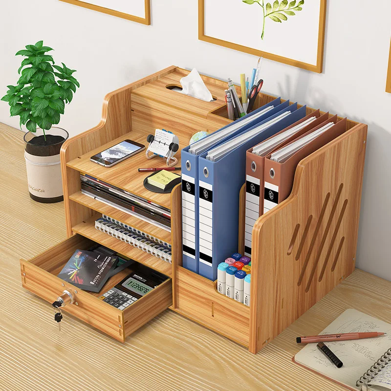 Office-Multi-layer-Desktop-Storage-Box-with-Lock-Household-Workstation ...