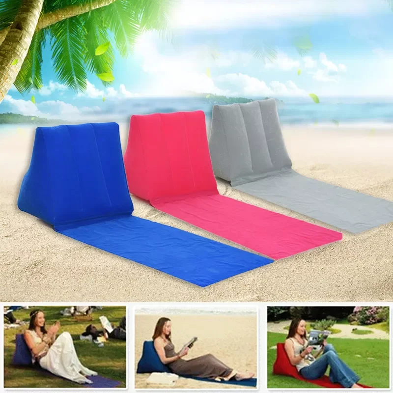 Rouge Chaise longue gonflable pliable en polymère souple oreiller de ...