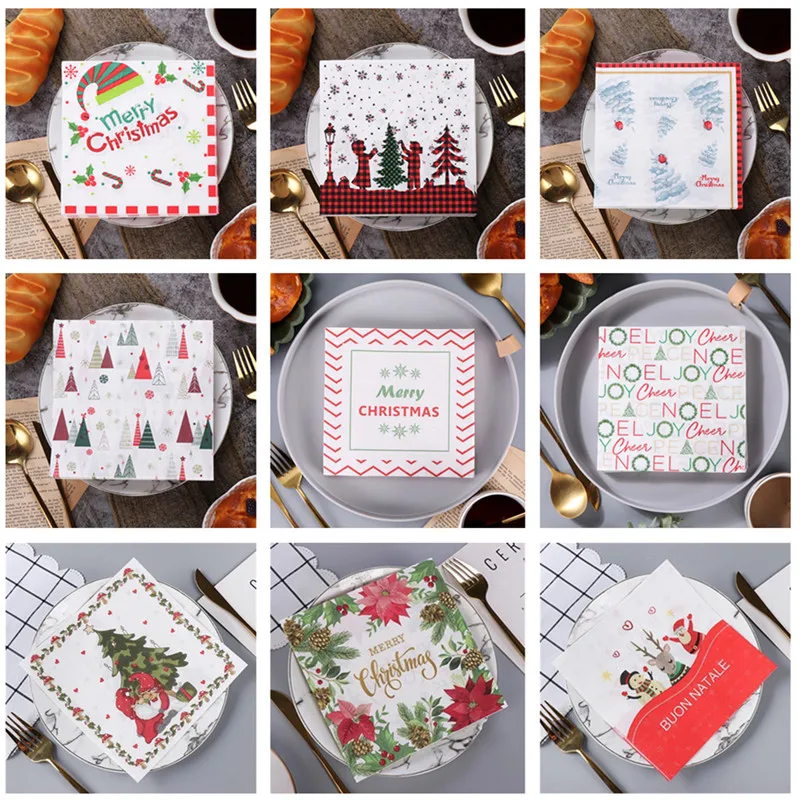 20Pcs-33x33cm-Christmas-Series-Printed-Paper-Disposable-Tableware ...
