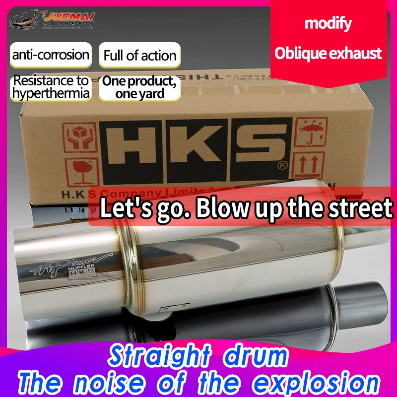 89mm-Outlet-Exhaust-Pipe-HKS-Muffler-Tail-Pipe-40cm-Length-Universal-Stainless-Steel-Silencer ...