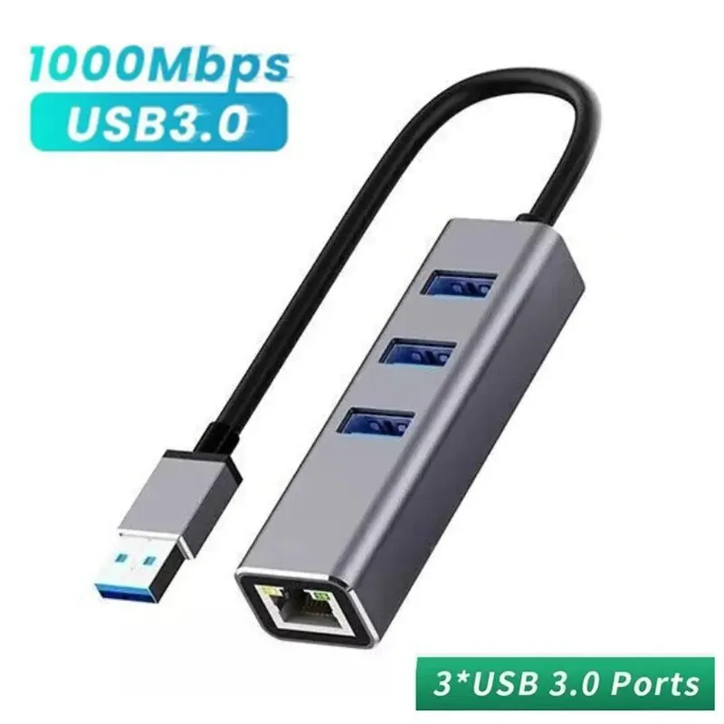 USB-3-0-Gigabit-Ethernet-LAN-RJ45-1000Mbps-Network-Adapter-4-Port-Hub ...