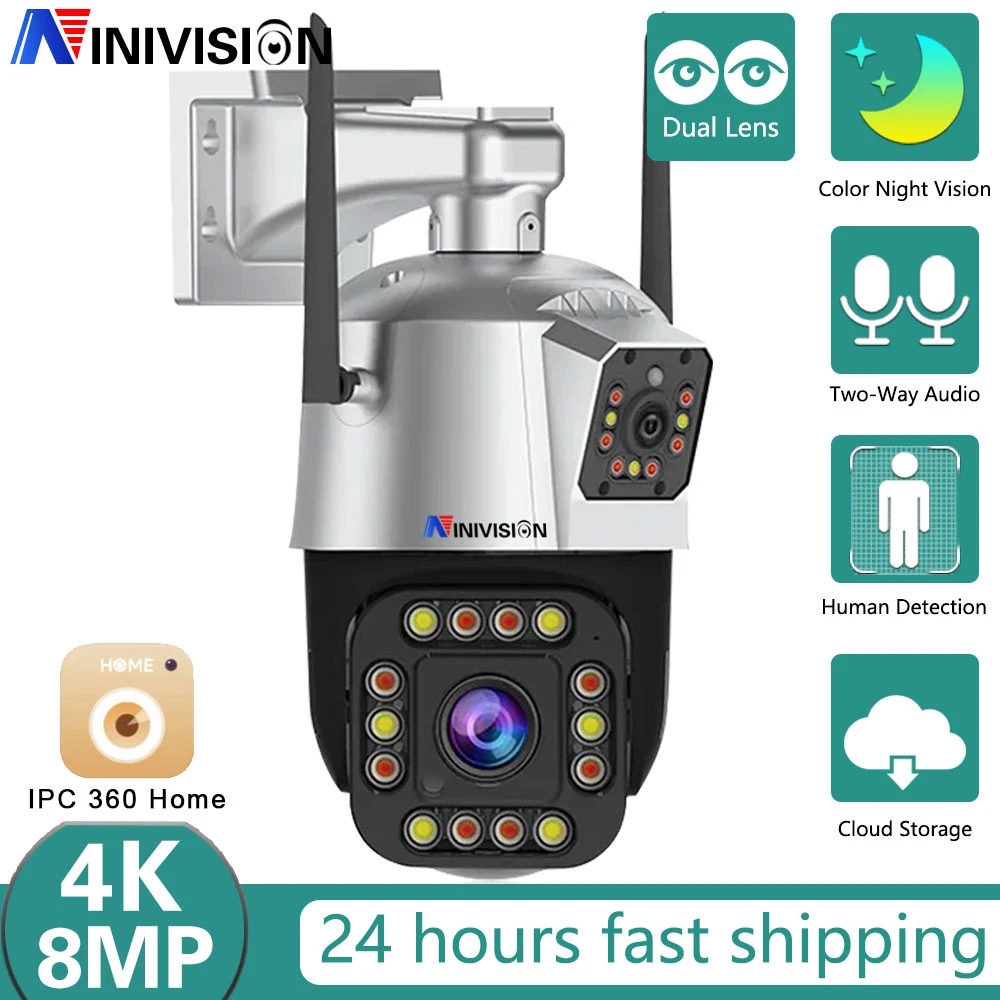8mp 4k câmera de rastreamento automático cctv câmera dupla-lente ptz ...