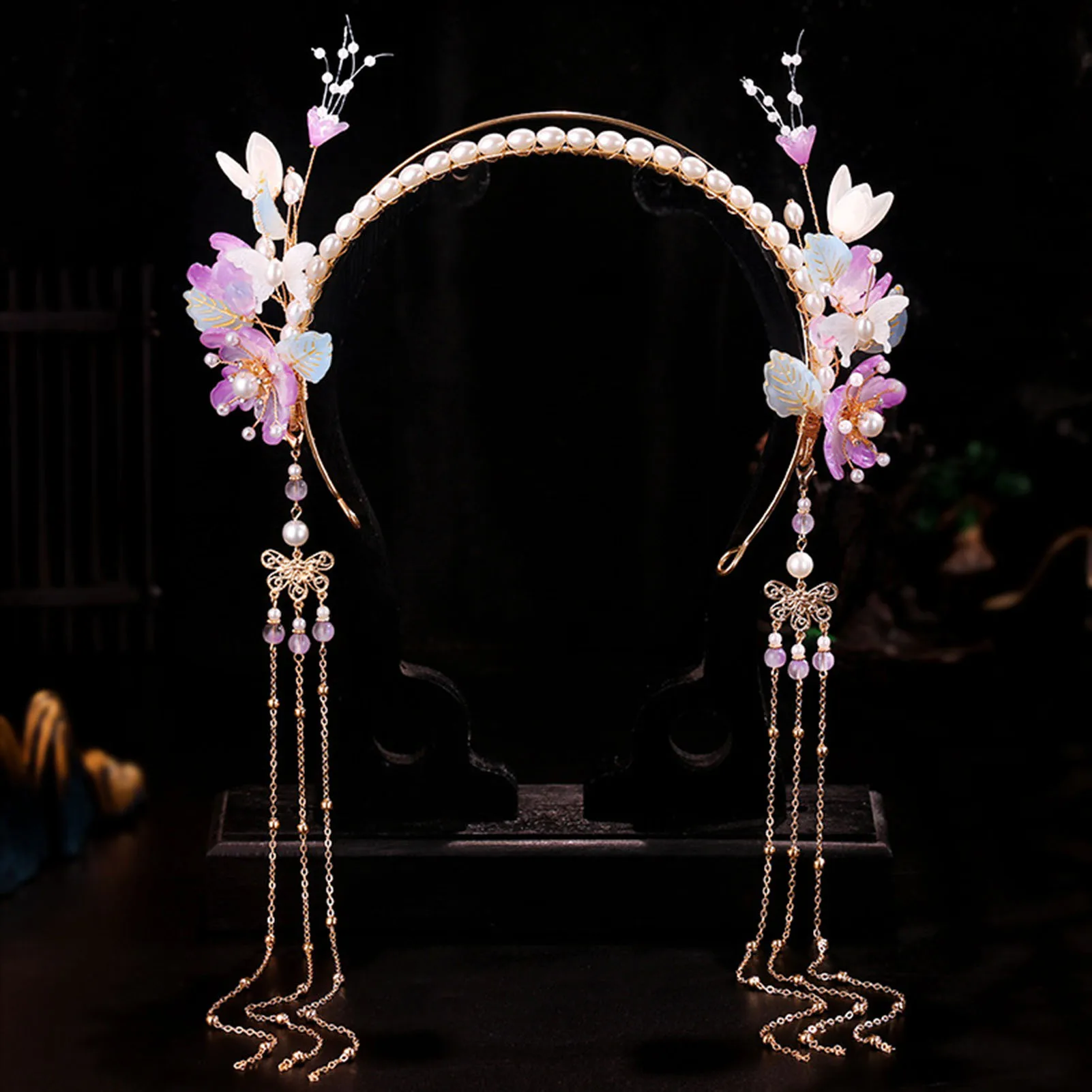 Pearl-Hairband-Chinese-Hanfu-Hair-Accessoreis-Floral-Long-Tassel ...