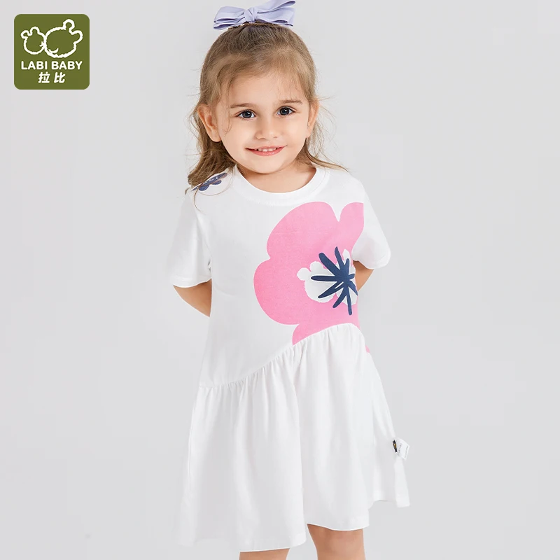 LABI-BABY-Kids-Dresses-for-Girls-Cotton-Knee-Length-Casual-Print-Round ...