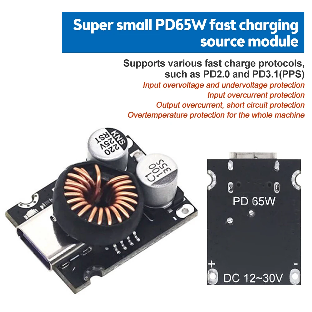 Support PD3.1 PPS 65W Fast Charge Module Qualcomm QC2.0 and QC3.0 ...