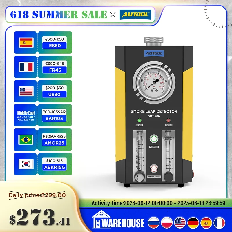 Autool Sdt206 연기 누출 감지기 로케이터 자동차 파이프 시스템용 연기 발생기 누출 진단 스모그 기계 테스터파이프 연기 누출 감지기 도구 Aliexpress