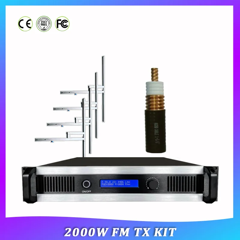 2000w 2kw Fm Transmitter + 4-bay Antenna With Power Divider+50m 7/8 ...