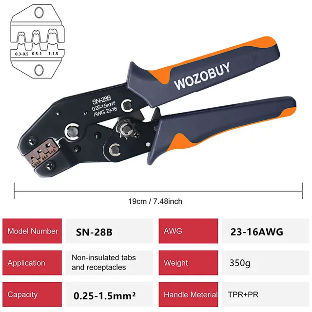 SN-28B AWG23-16 Ratchet Crimping Tool,for 2.54mm 1 2 3 4 5 6 7 Pin ...