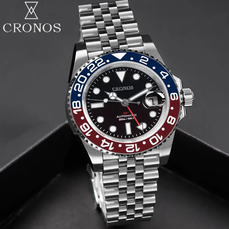 CRONOS-GMT-Automatic-Mechanical-Men-Watch-NH34-Bidirectional-Bezel ...