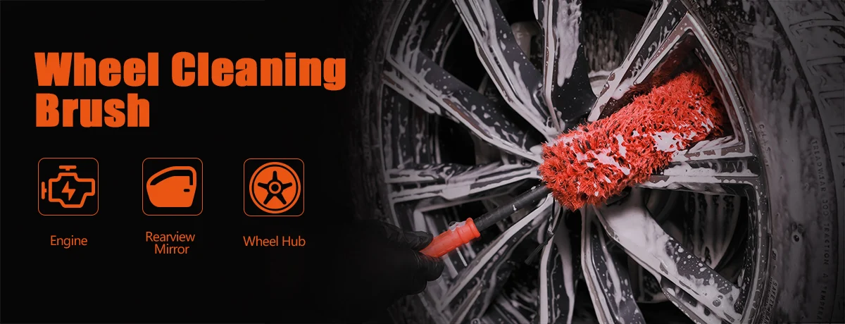 SPTA Car Rim Brush Car Wheel Brush Set 2pcs Microfiber Brushes with ...