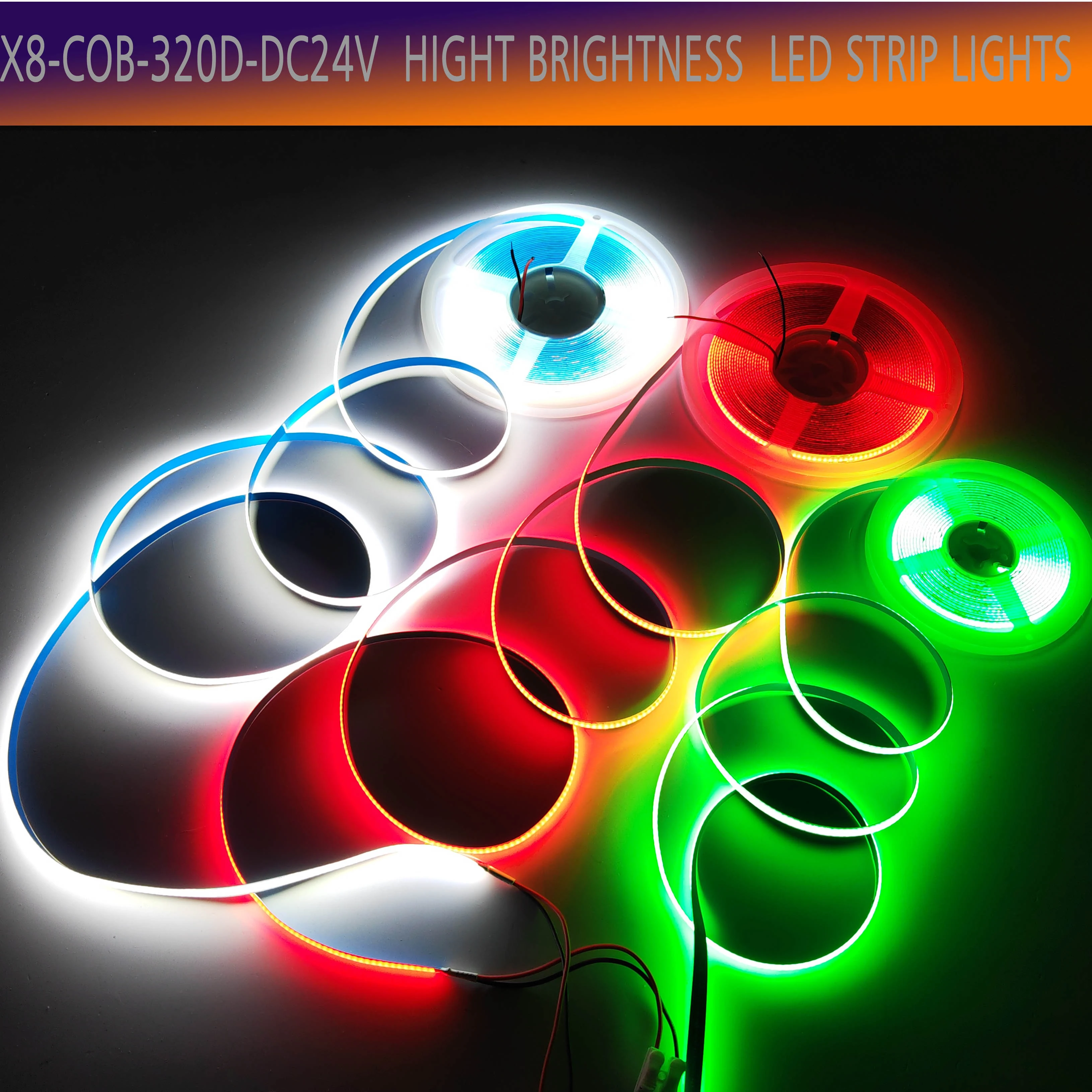 8mm Width COB LED Strip Light 320 LEDs/m High Density Flexible Strip ...