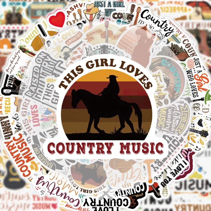 50 Country Music Stickers, Vibrant Sticker Decals, Suitable for ...