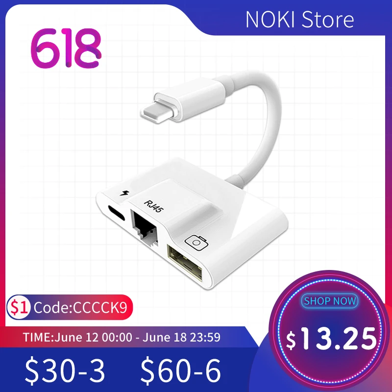 Lightning to RJ45 Ethernet OTG Adapter for iPhone/iPad LAN Wired ...