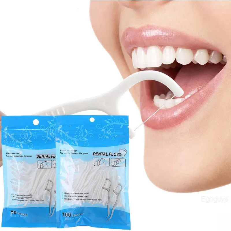 100pcs-Dental-Floss-Flosser-Picks-Toothpicks-Teeth-Stick-Tooth-Cleaning ...