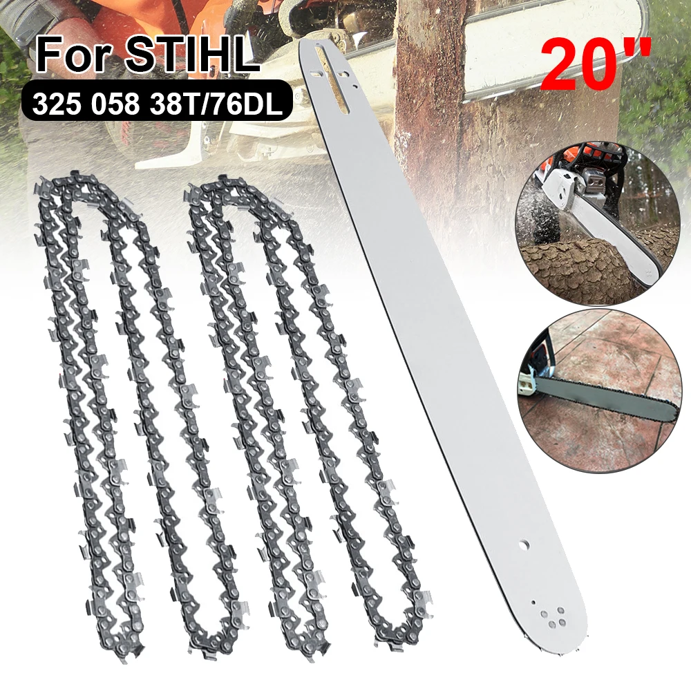 20-Inch-Chainsaw-Guide-Bar-with-2Pcs-Saw-Chain-3-8-76DL-63-For-STIHL ...