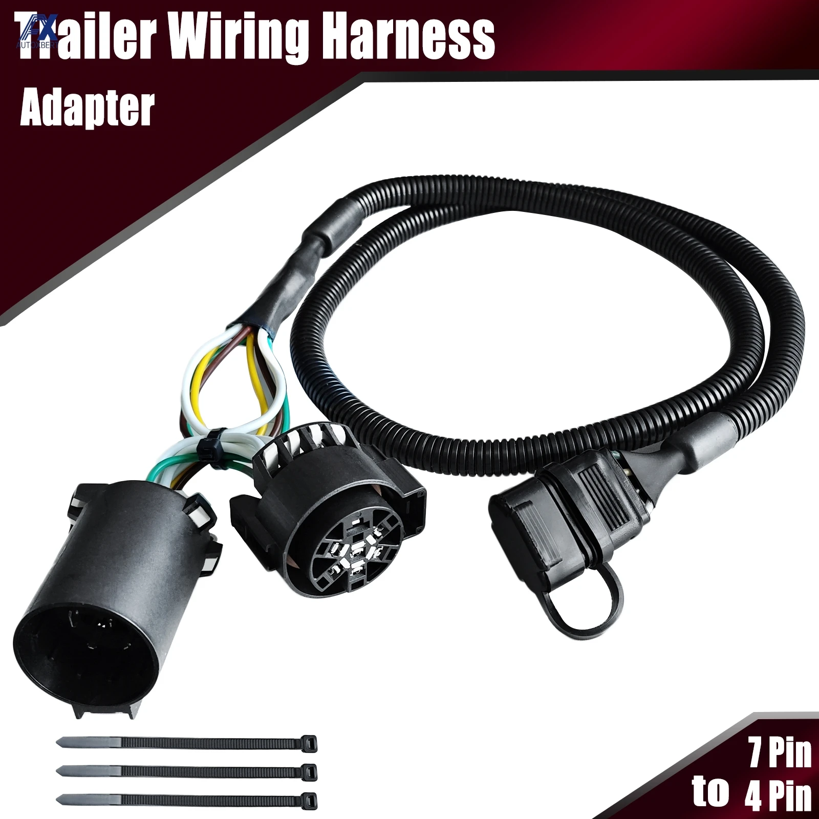 7-Pin-to-4-Pin-Trailer-Wiring-Harness-Standard-7-Way-USCAR-Plug-Socket ...