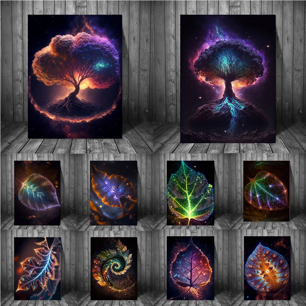 Fantasy-Plants-Galactic-Garden-Leaves-Prints-Poster-Canvas-Painting ...