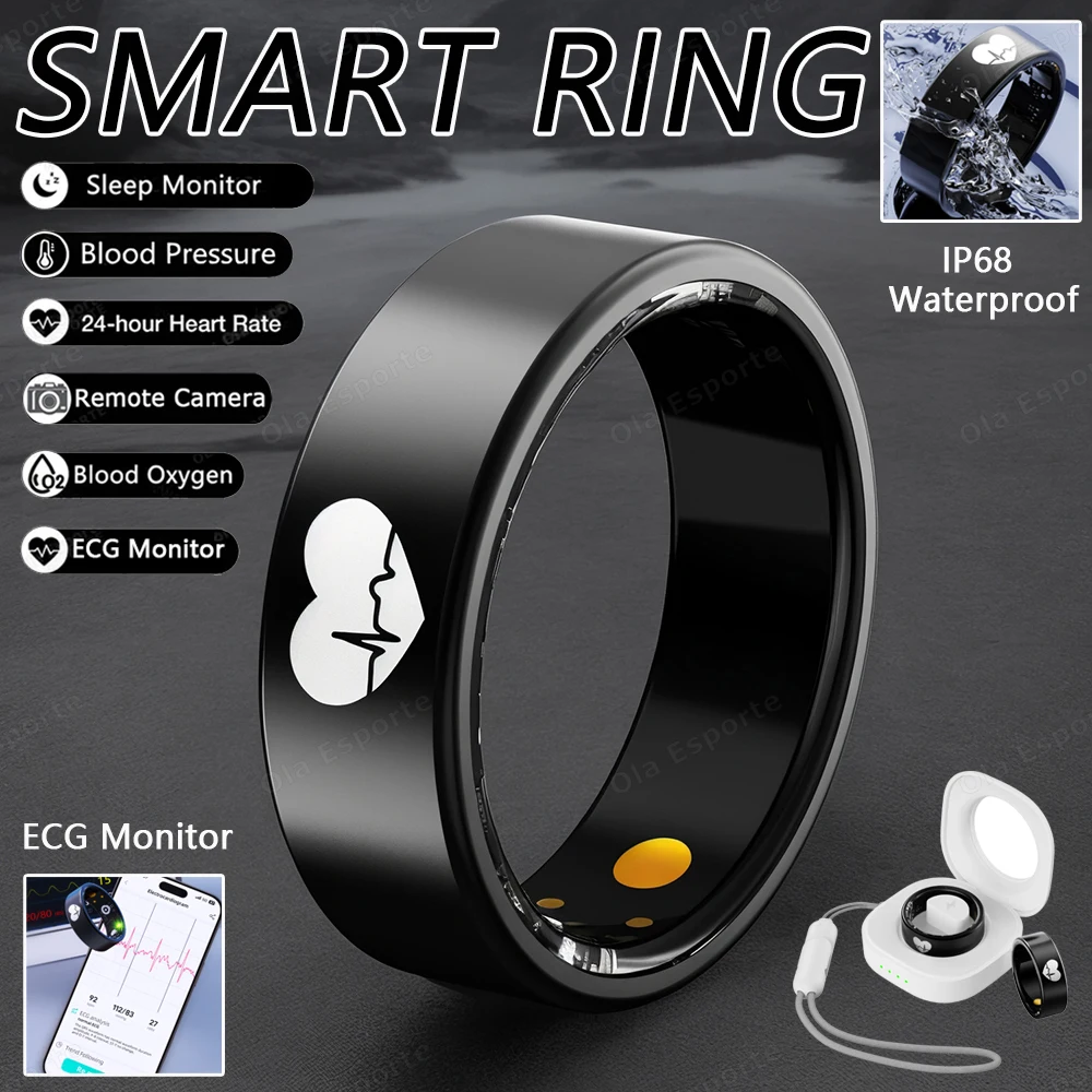New ECG Monitor Smart Ring Heart Rate Blood Oxygen Health Monitoring ...