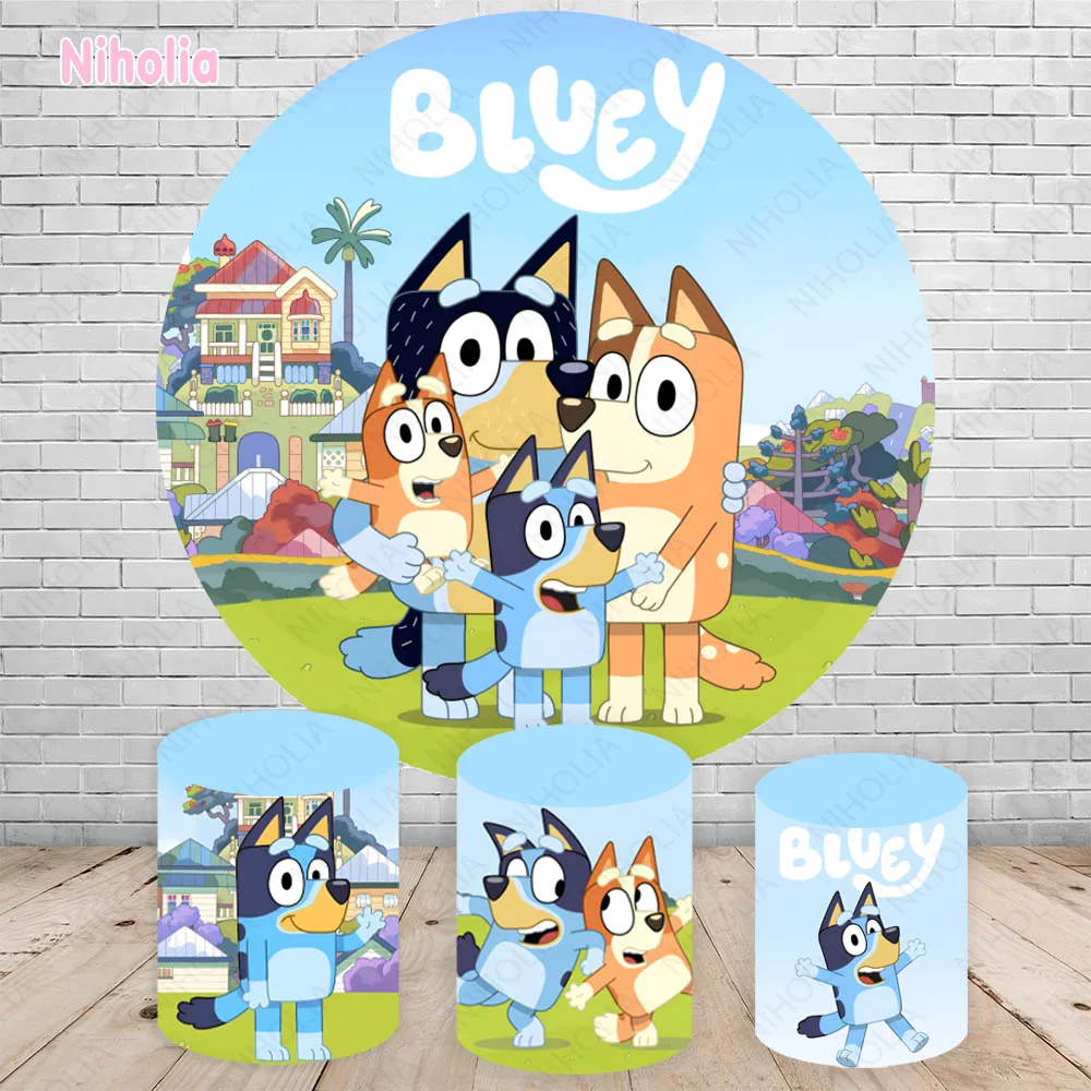 Cartoon-Animation-Bluey-Theme-Round-Backdrop-Cover-Kid-Boy-Birthday ...