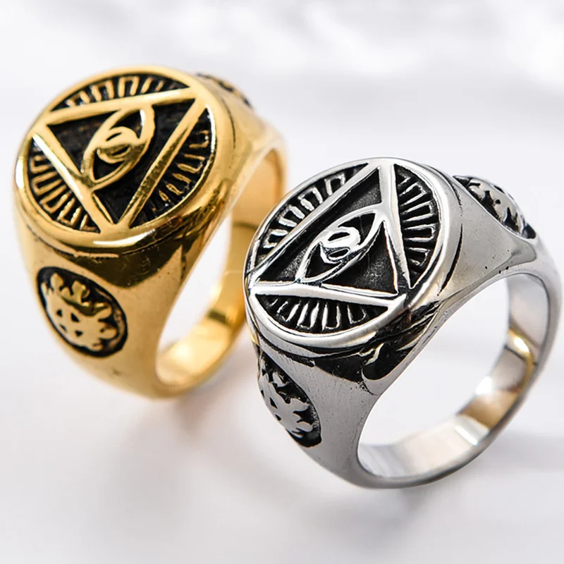 Vintage-Illuminati-The-All-seeing-eye-Religious-Totem-Rings-Stainless ...