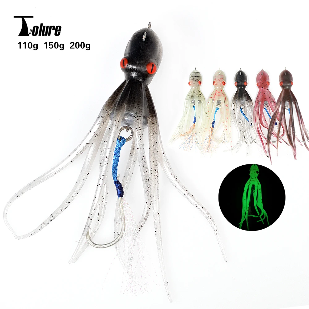 Octopus Squid Soft Jig - UV Luminous - Easy Fishing Tackle