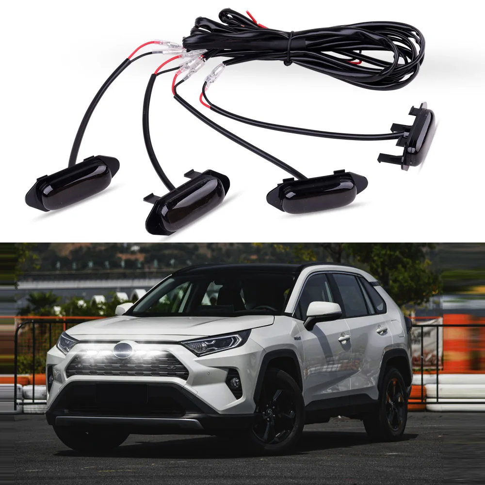 4PCS-Car-LED-Front-Grille-Running-Lights-for-RAV4-for-Toyota-2019-2020 ...