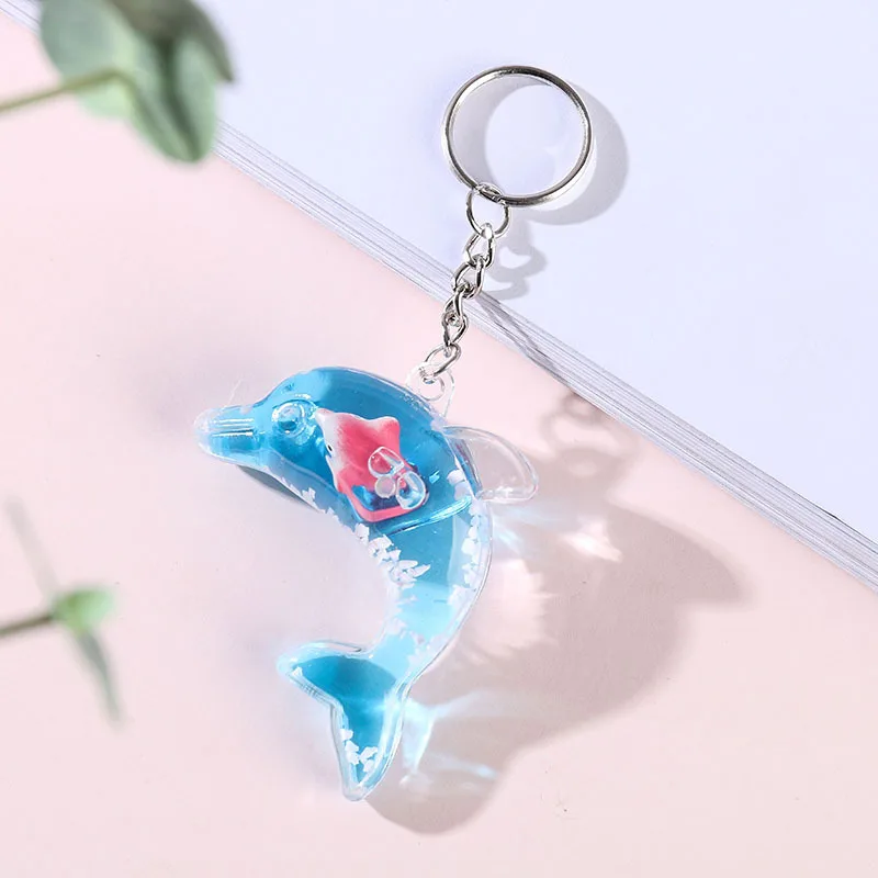 Cute-Dolphin-Keychain-With-Liquid-for-Car-Keys-Kawaii-Whale-House ...