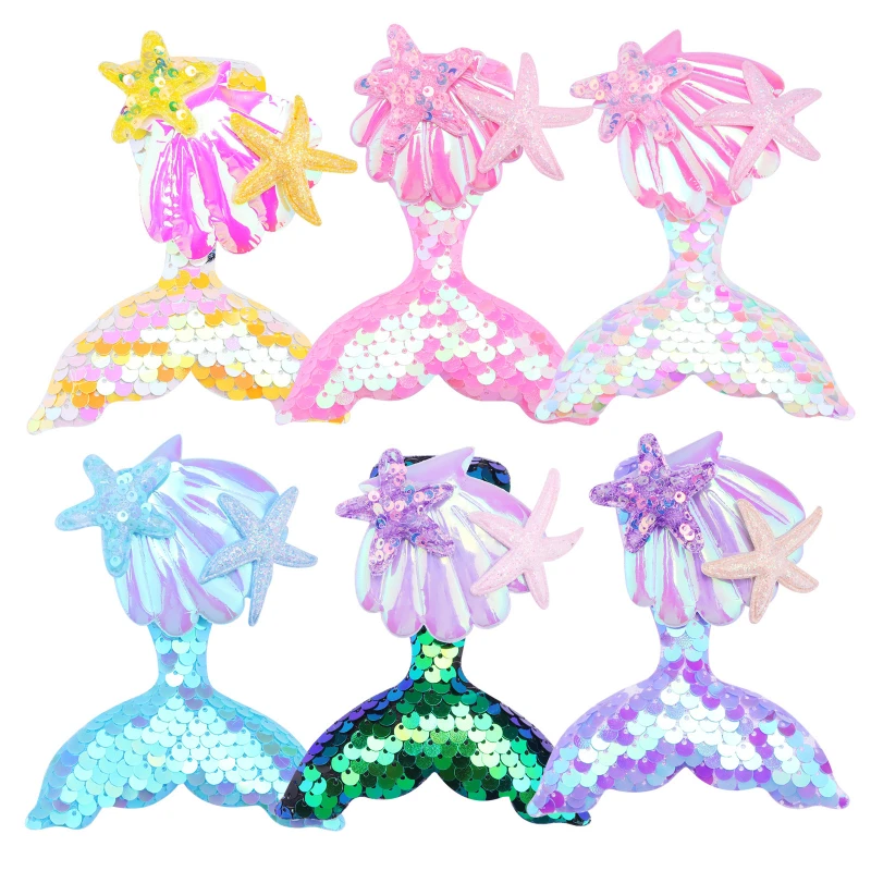 New Colorful Mermaid Sequins Sponge Hair Clips Sparking Seashell ...