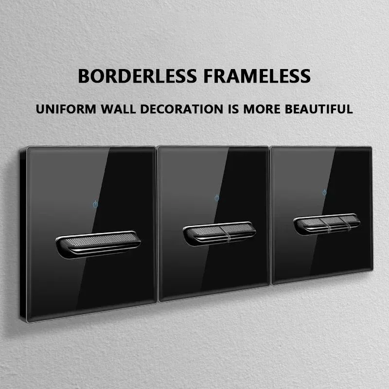 Black-Tempered-Glass-Wall-Switch-Panel-LED-1-4Gang-Retro-Toggle-Light ...