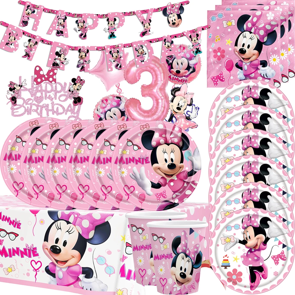 Minnie-Mouse-Party-Supplies-toalha-de-mesa-descart-vel-rosa-bal-o-3D ...