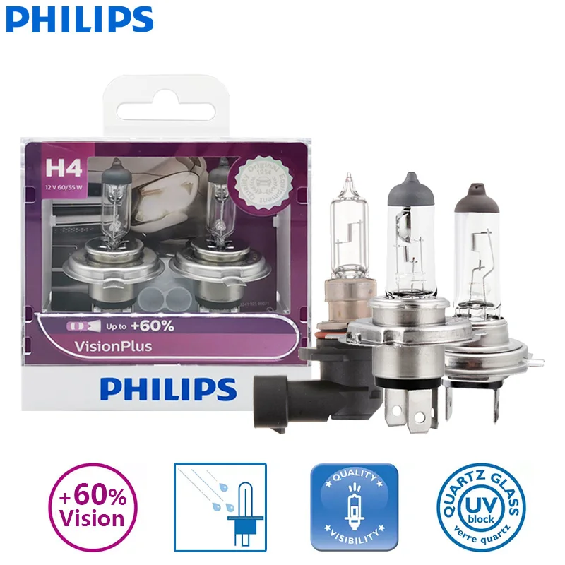 Philips-H4-H7-H11-Car-Light-Vision-Plus-Auto-Halogen-Headlight-Bright ...