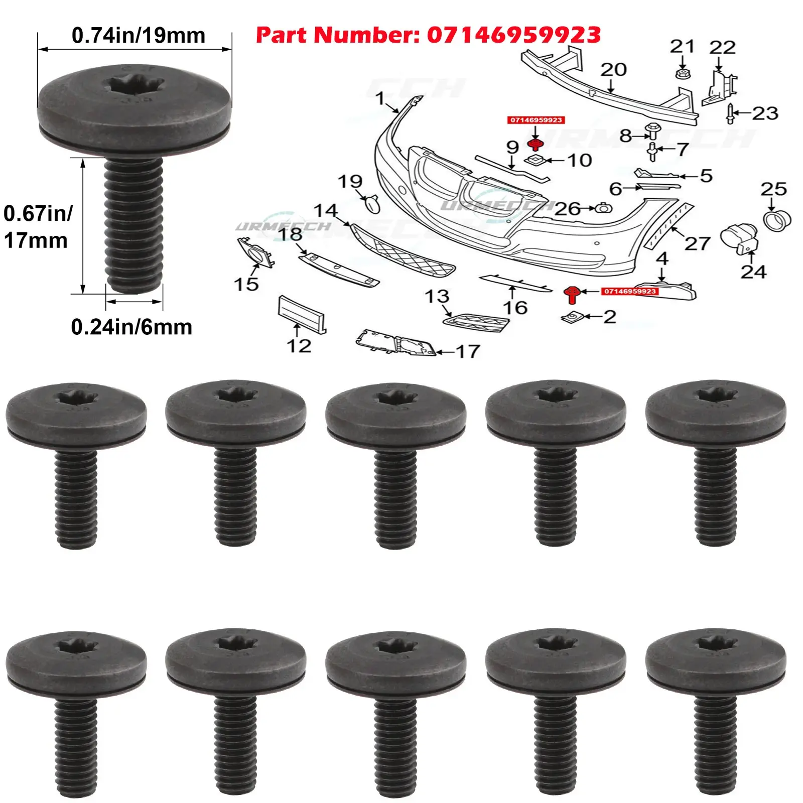 T30-Torx-Head-Bolt-For-BMW-1-3-5-6-Series-Headlight-Mounting-Bolt-Screw ...