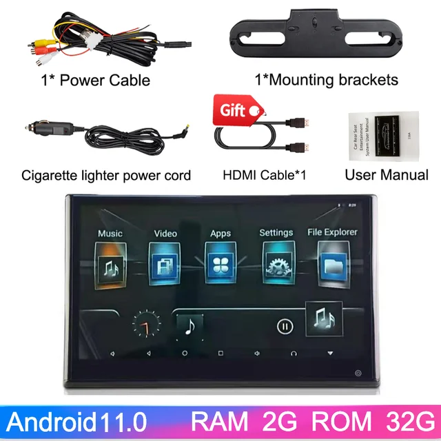 13 Inch Android 11.0 Car Headrest Monitors 4K 1080P Touch Screen Video ...