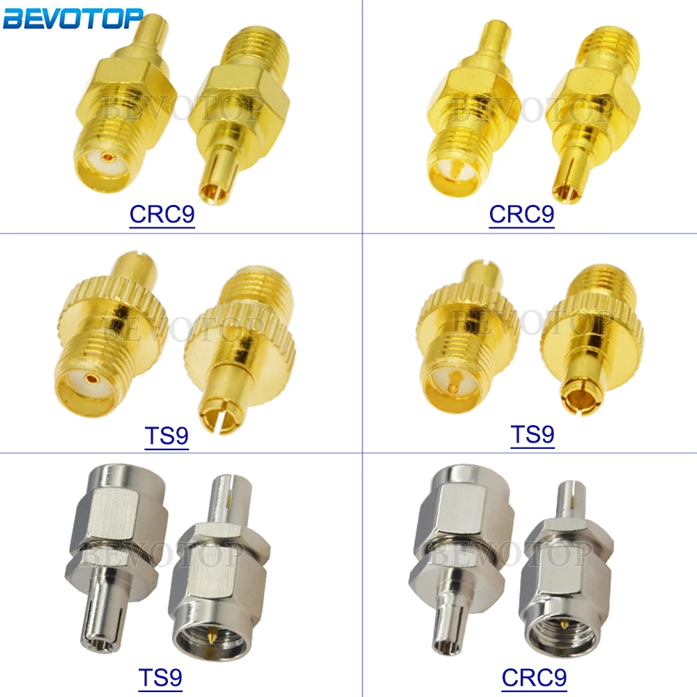 2Pcs/Lot SMA to TS9/CRC9 50 Ohm Straight RF Coaxial Adapter Coax ...